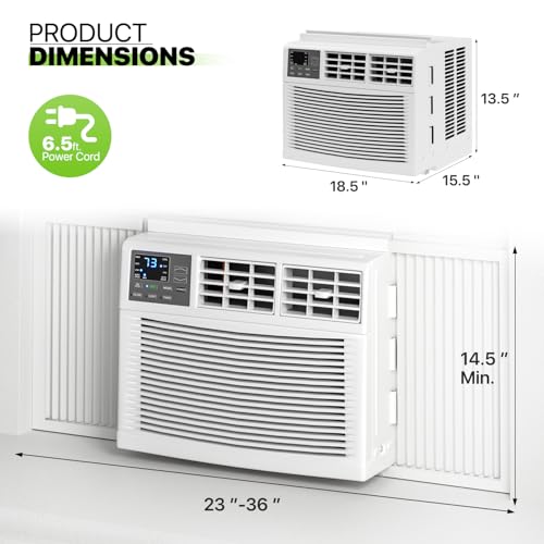 Magshion 8000 BTU Window Air Conditioner with Remote & App Control, 6 Modes β Cool, Dry, Auto-Restart, Fan, Sleep, Cools Rooms up to 350 Sq. Ft., Quiet AC Unit with Easy Install Kit