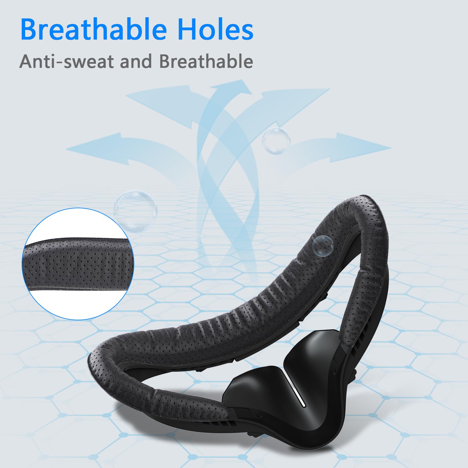 VR Facial Interface & Face Pad for Oculus Quest 2, VR Face Cover Cushion Replacement Compatible with Quest 2,Breathable Holes Leather Protective VR Accessories