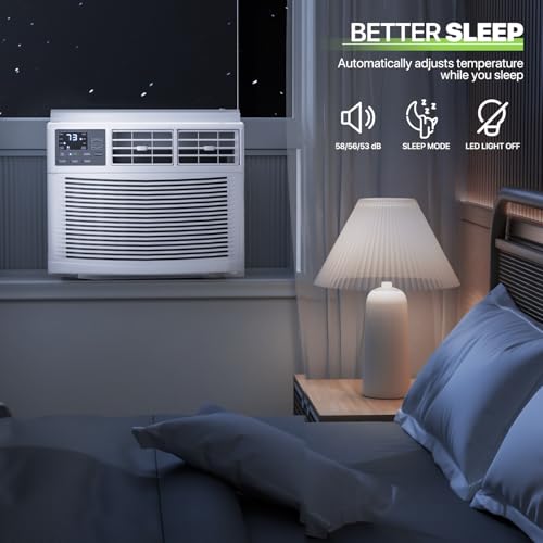 Magshion 8000 BTU Window Air Conditioner with Remote & App Control, 6 Modes β Cool, Dry, Auto-Restart, Fan, Sleep, Cools Rooms up to 350 Sq. Ft., Quiet AC Unit with Easy Install Kit