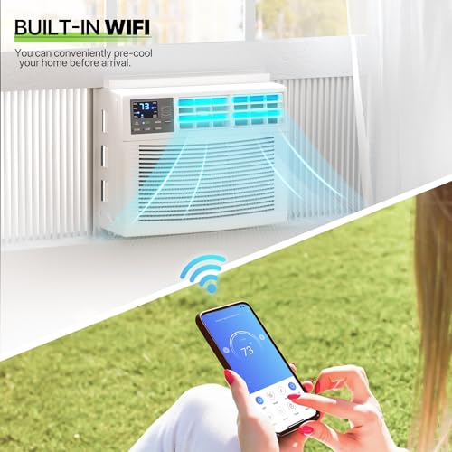 Magshion 8000 BTU Window Air Conditioner with Remote & App Control, 6 Modes β Cool, Dry, Auto-Restart, Fan, Sleep, Cools Rooms up to 350 Sq. Ft., Quiet AC Unit with Easy Install Kit