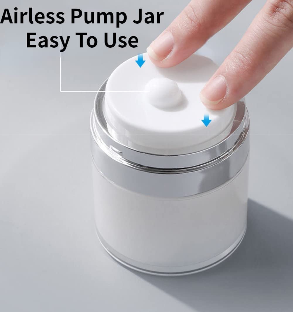 Airless Pump Jar, Set of 2 Cream Jar Vacuum Bottle, Vacuum with Lid Can Refill Cosmetics Containers, Clean and Hygienic(30ml)
