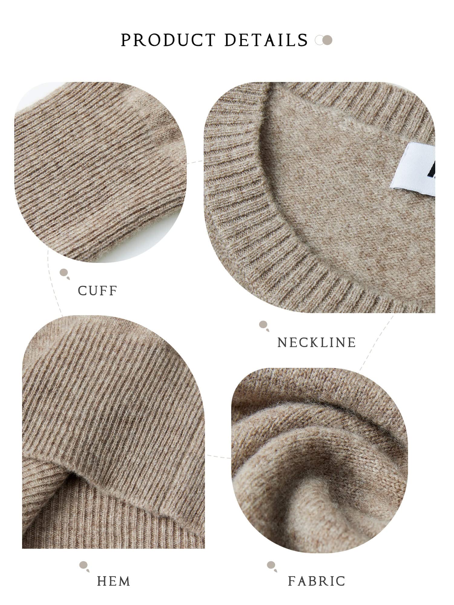 LINY XIN 100% Merino Wool Sweater Women Fall Winter Warm Soft Lightweight Knitted Pullover Crewneck Long Sleeve Sweater (Tan,L)