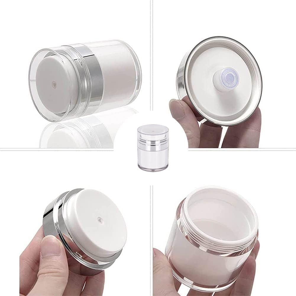 Airless Pump Jar, Set of 2 Cream Jar Vacuum Bottle, Vacuum with Lid Can Refill Cosmetics Containers, Clean and Hygienic(30ml)