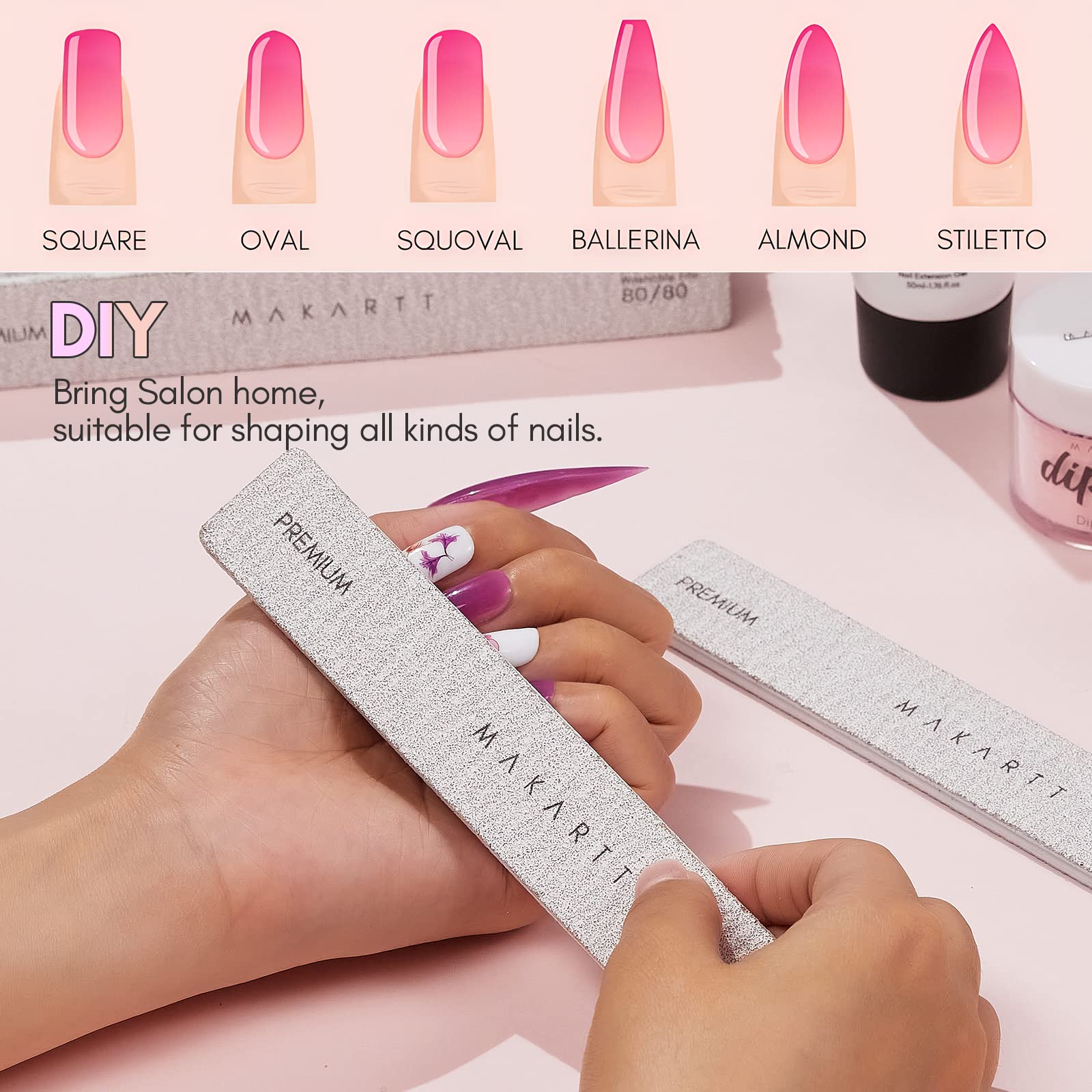 Makartt Nail File: 80 80 Grit Emery Boards for Nails, 10pcs Professional Washable Doubled Sides Coarse Toenail Filer Heavy Duty for Acrylic and Extension Gel Removal, Pedicure Manicure Tools