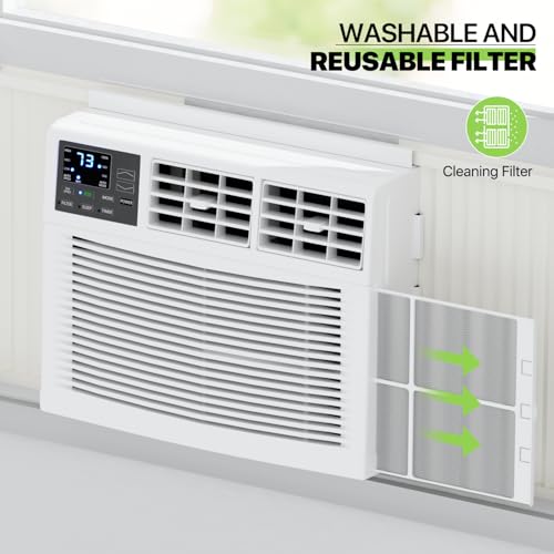 Magshion 8000 BTU Window Air Conditioner with Remote & App Control, 6 Modes β Cool, Dry, Auto-Restart, Fan, Sleep, Cools Rooms up to 350 Sq. Ft., Quiet AC Unit with Easy Install Kit