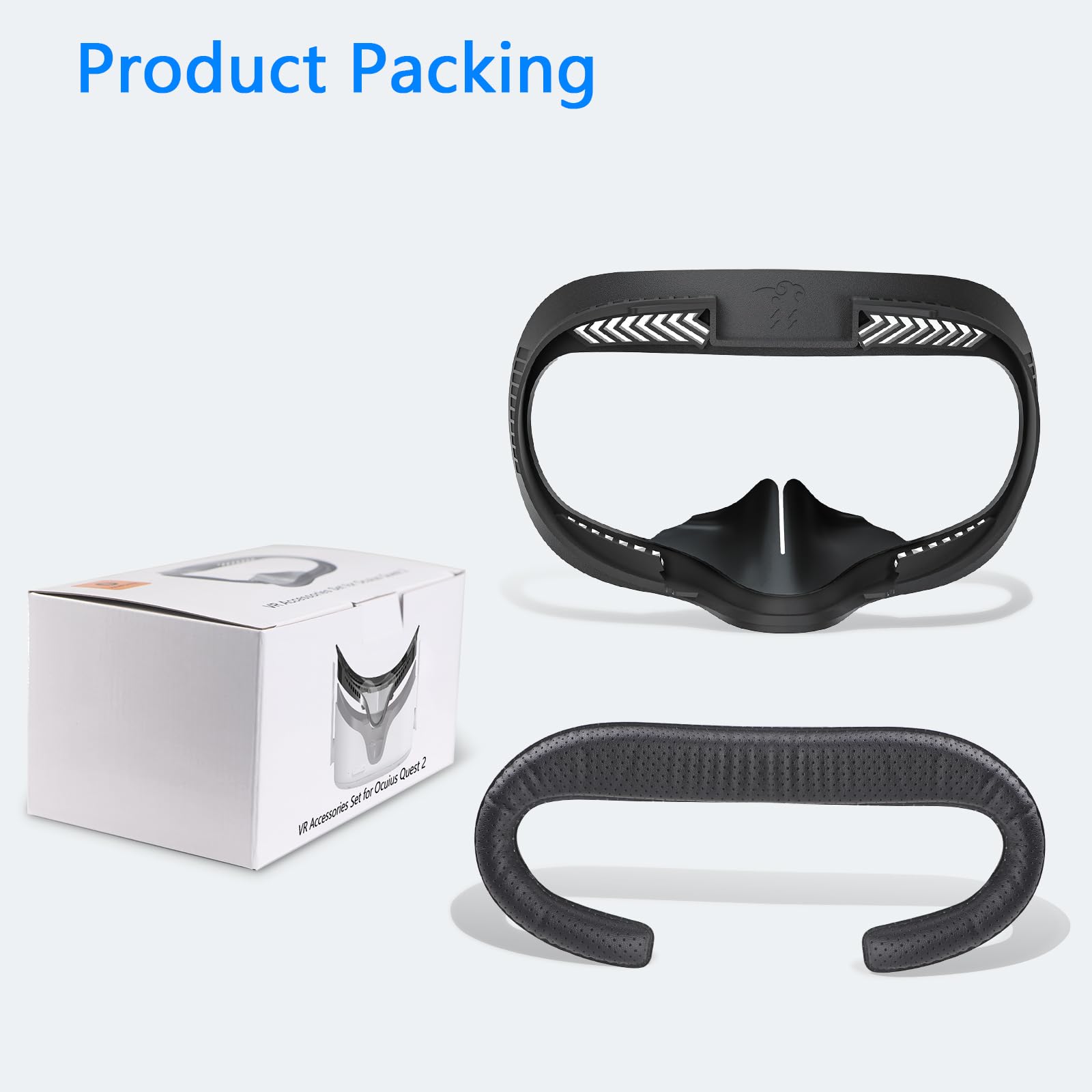 VR Facial Interface & Face Pad for Oculus Quest 2, VR Face Cover Cushion Replacement Compatible with Quest 2,Breathable Holes Leather Protective VR Accessories