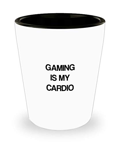 Funny Gaming Gaming Is My Cardio Shot Glass Unique Ceramic for Gamer 1.4 Oz Birthday Stocking Stuffer