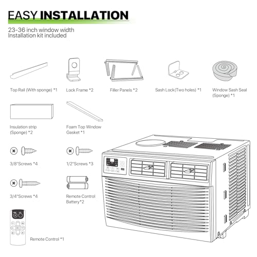 Magshion 8000 BTU Window Air Conditioner with Remote & App Control, 6 Modes β Cool, Dry, Auto-Restart, Fan, Sleep, Cools Rooms up to 350 Sq. Ft., Quiet AC Unit with Easy Install Kit