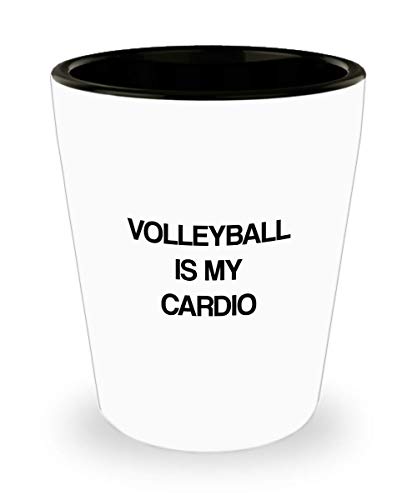 Funny Volleyball Volleyball Is My Cardio Shot Glass Unique Ceramic for Volleyball Coach 1.4 Oz Birthday Stocking Stuffer