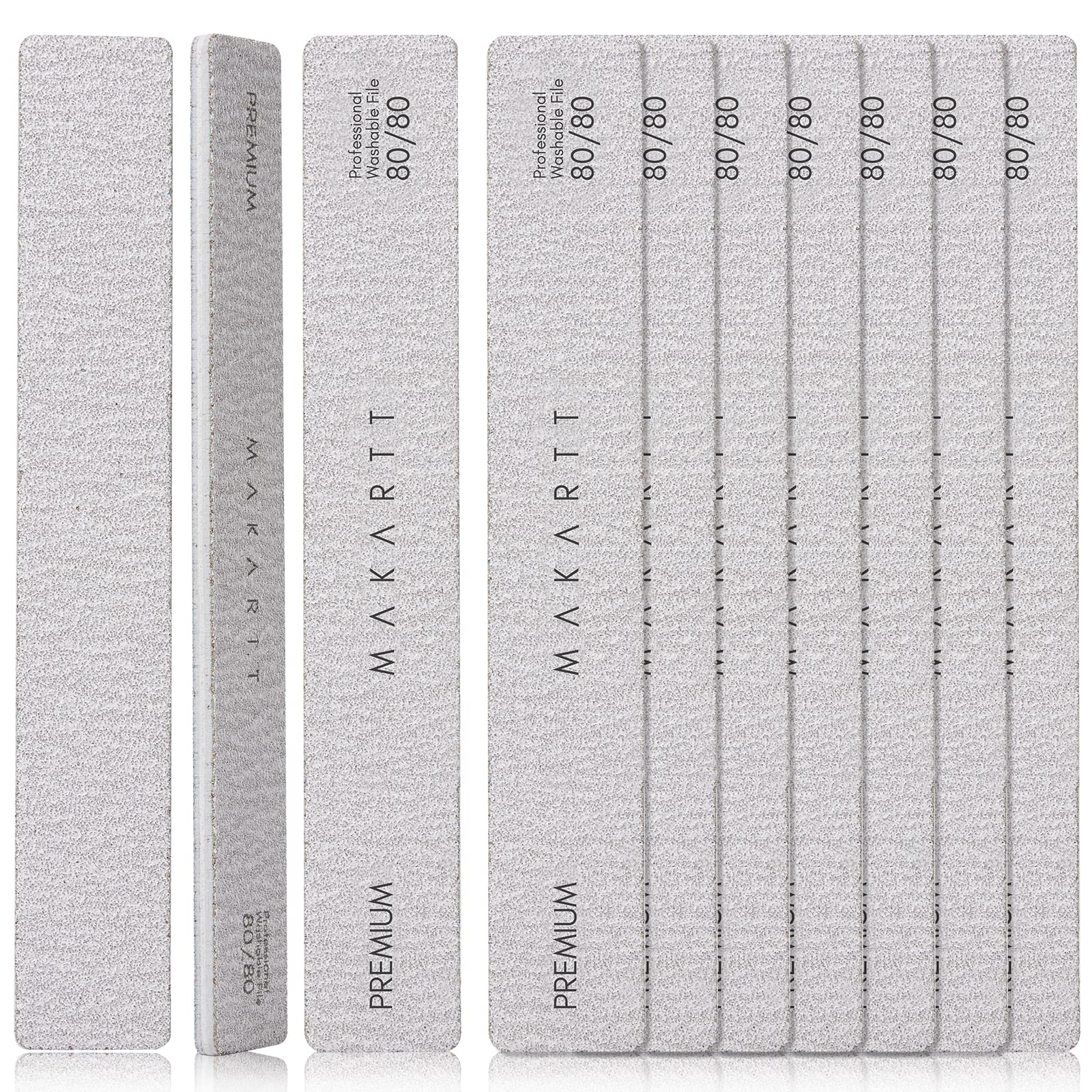 Makartt Nail File: 80 80 Grit Emery Boards for Nails, 10pcs Professional Washable Doubled Sides Coarse Toenail Filer Heavy Duty for Acrylic and Extension Gel Removal, Pedicure Manicure Tools