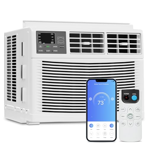 Magshion 8000 BTU Window Air Conditioner with Remote & App Control, 6 Modes β Cool, Dry, Auto-Restart, Fan, Sleep, Cools Rooms up to 350 Sq. Ft., Quiet AC Unit with Easy Install Kit