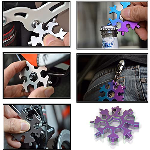 Snowflake Multitool,3 Pack 18-in-1 Snowflake Stainless Steel Multi Tool, Compact Flat Phillips Screwdriver Wrench/Bottle Opener Kit, Mini Durable and Portable,Stocking Stuffers for Men