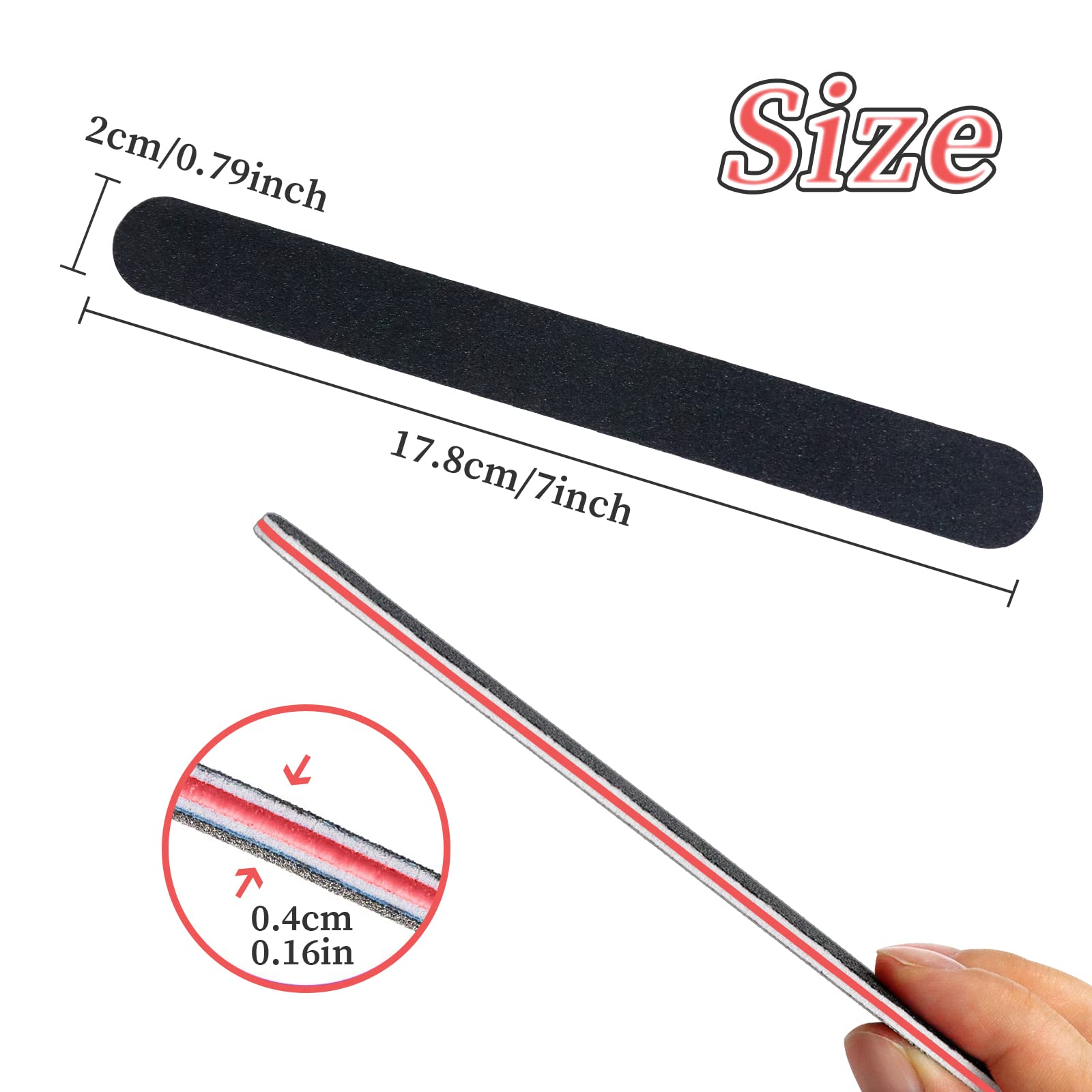Sularpek Nail File, 12 PCS Emery Board, 100/180 Grit Double Sides Fingernail Files, Professional Emery Boards for Natural, Gel & Acrylic Nails(Black)