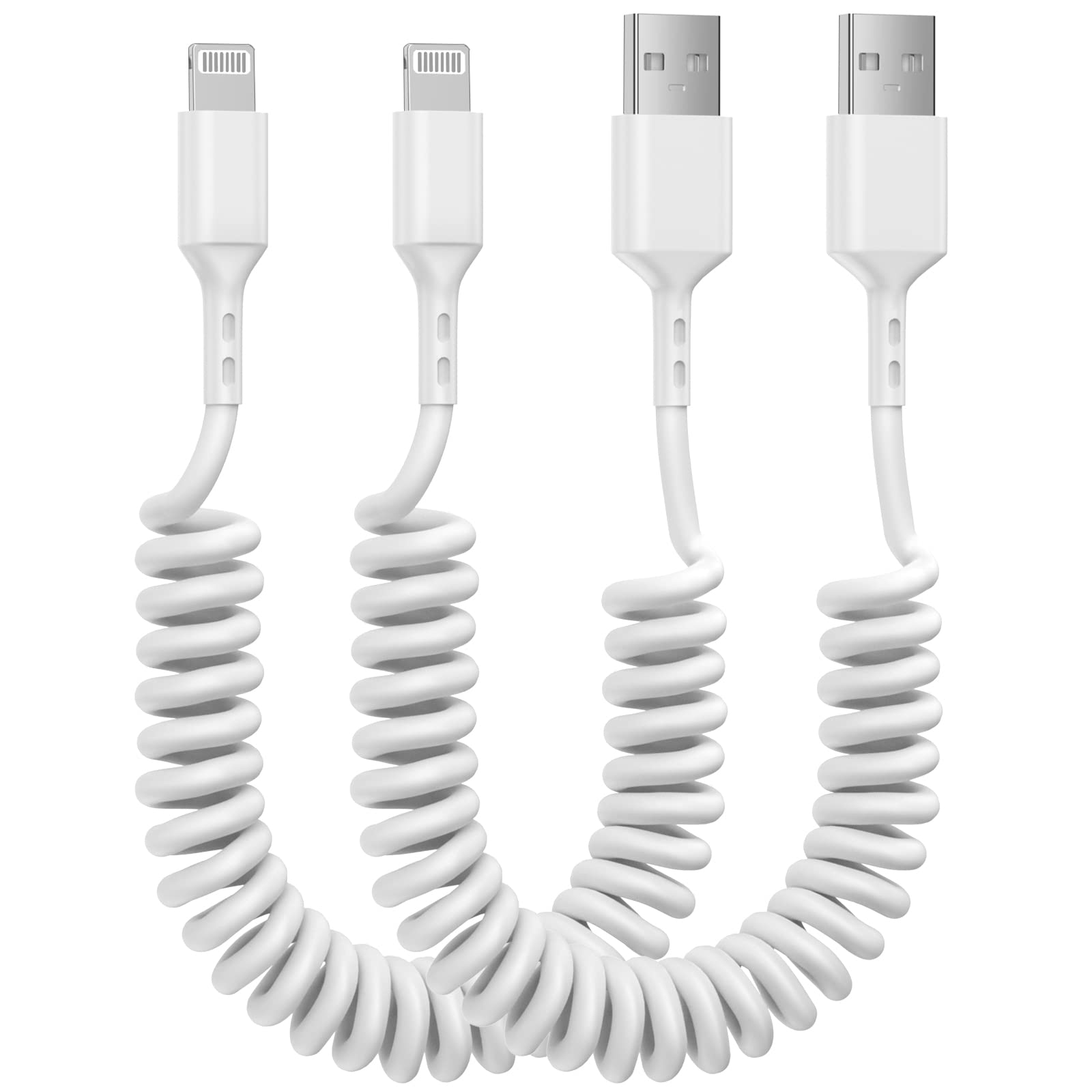 Coiled Lightning Charging Cable 3FT,2 Pack [Apple MFi Certified] iPhone Charger Cord Super Fast Data Syncing Cord for iPhone 14/13/Pro/Mini/12/11/Xs/Xr/X/8/7/6 Connect CarPlay Wall Charger Block