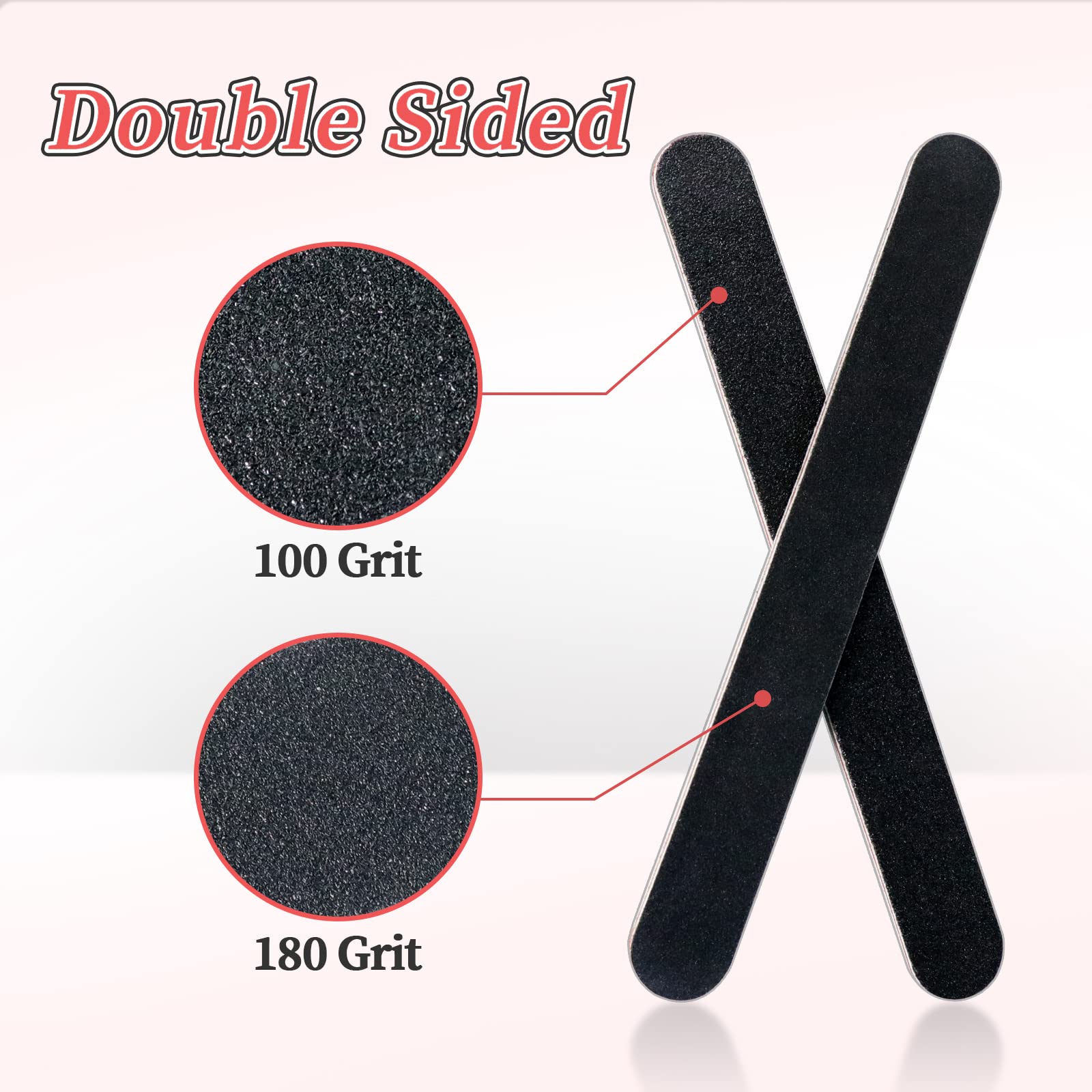 Sularpek Nail File, 12 PCS Emery Board, 100/180 Grit Double Sides Fingernail Files, Professional Emery Boards for Natural, Gel & Acrylic Nails(Black)
