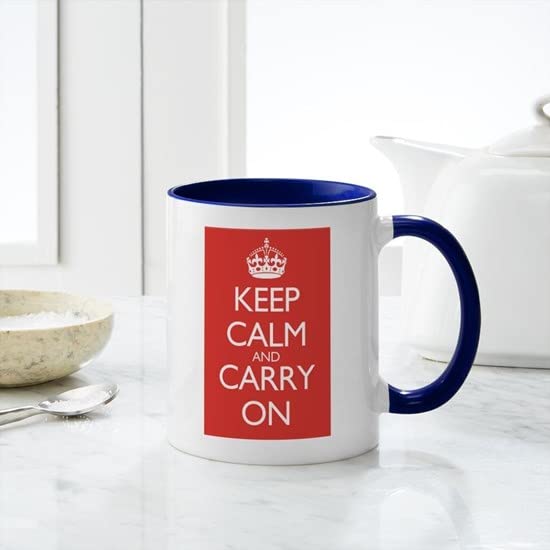 CafePress Large Mug Double Red Keep Calm And Carry On Mugs Ceramic Coffee Mug, Tea Cup 11 oz