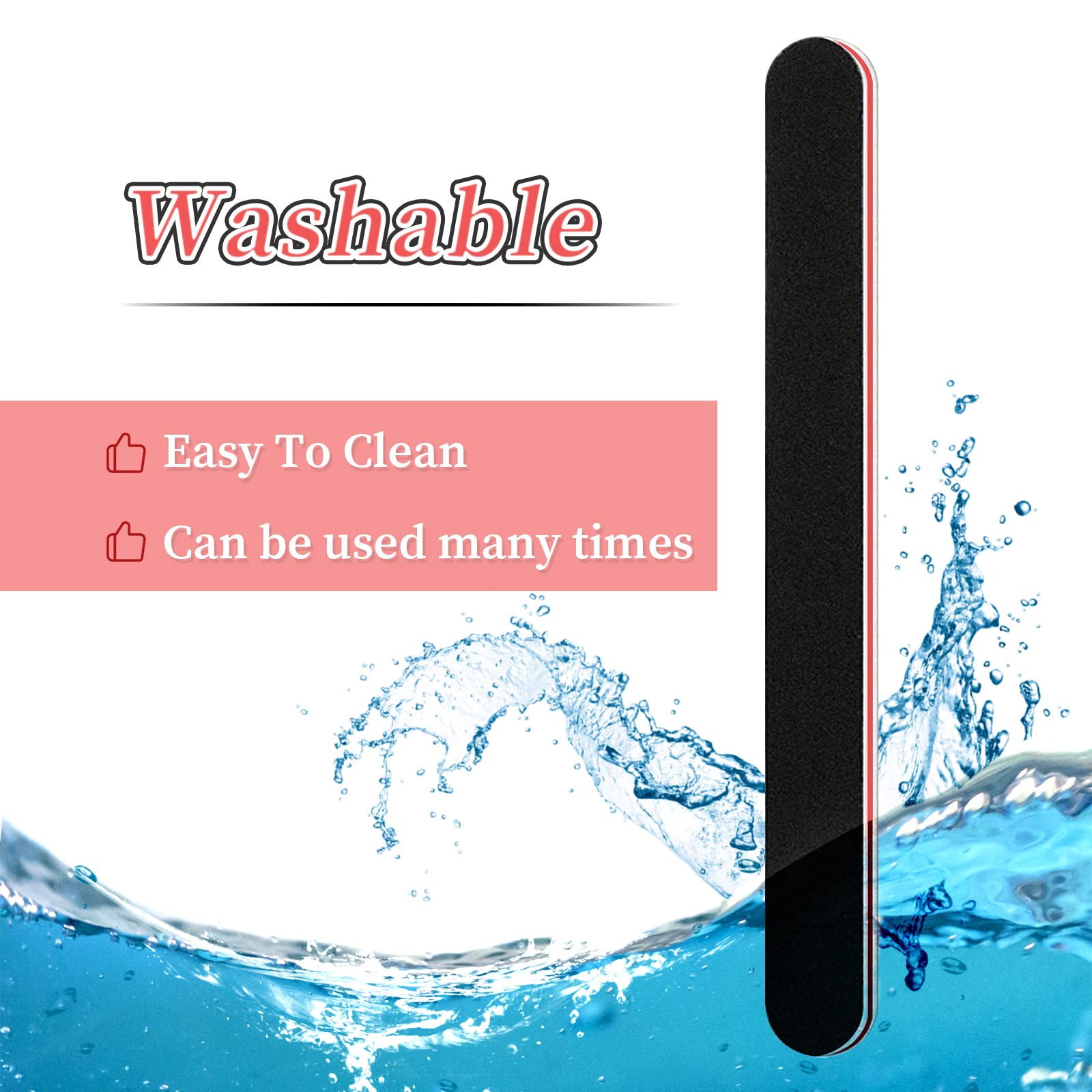 Sularpek Nail File, 12 PCS Emery Board, 100/180 Grit Double Sides Fingernail Files, Professional Emery Boards for Natural, Gel & Acrylic Nails(Black)
