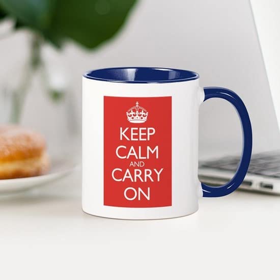 CafePress Large Mug Double Red Keep Calm And Carry On Mugs Ceramic Coffee Mug, Tea Cup 11 oz