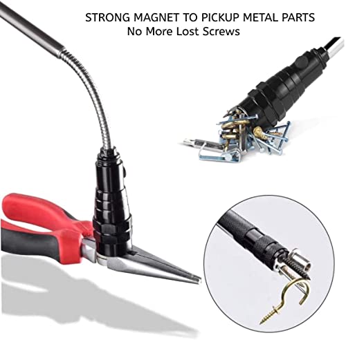 LED Magnetic Pick Up Tool,Extensible Led Flashlights,Perfect Mechanic pick-up tools gifts for men, Valentines Day gifts