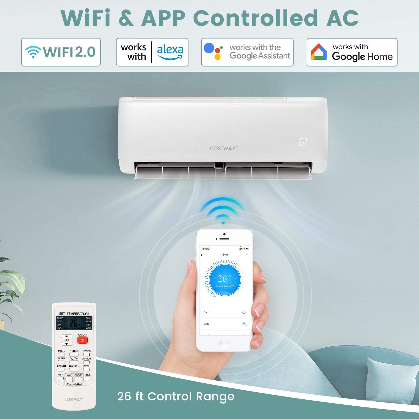 ARLIME Mini Split AC/Heating System, 24000 BTU 21 SEER2 Energy Saving Split Air Conditioner w/ 1.5 Ton Heat Pump & Installation Kit, Washable Filter, Ductless AC Unit Cools Up to 1500 Sq.ft, 230V