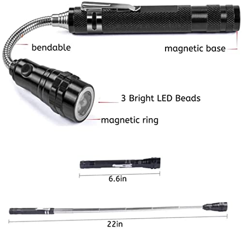 LED Magnetic Pick Up Tool,Extensible Led Flashlights,Perfect Mechanic pick-up tools gifts for men, Valentines Day gifts