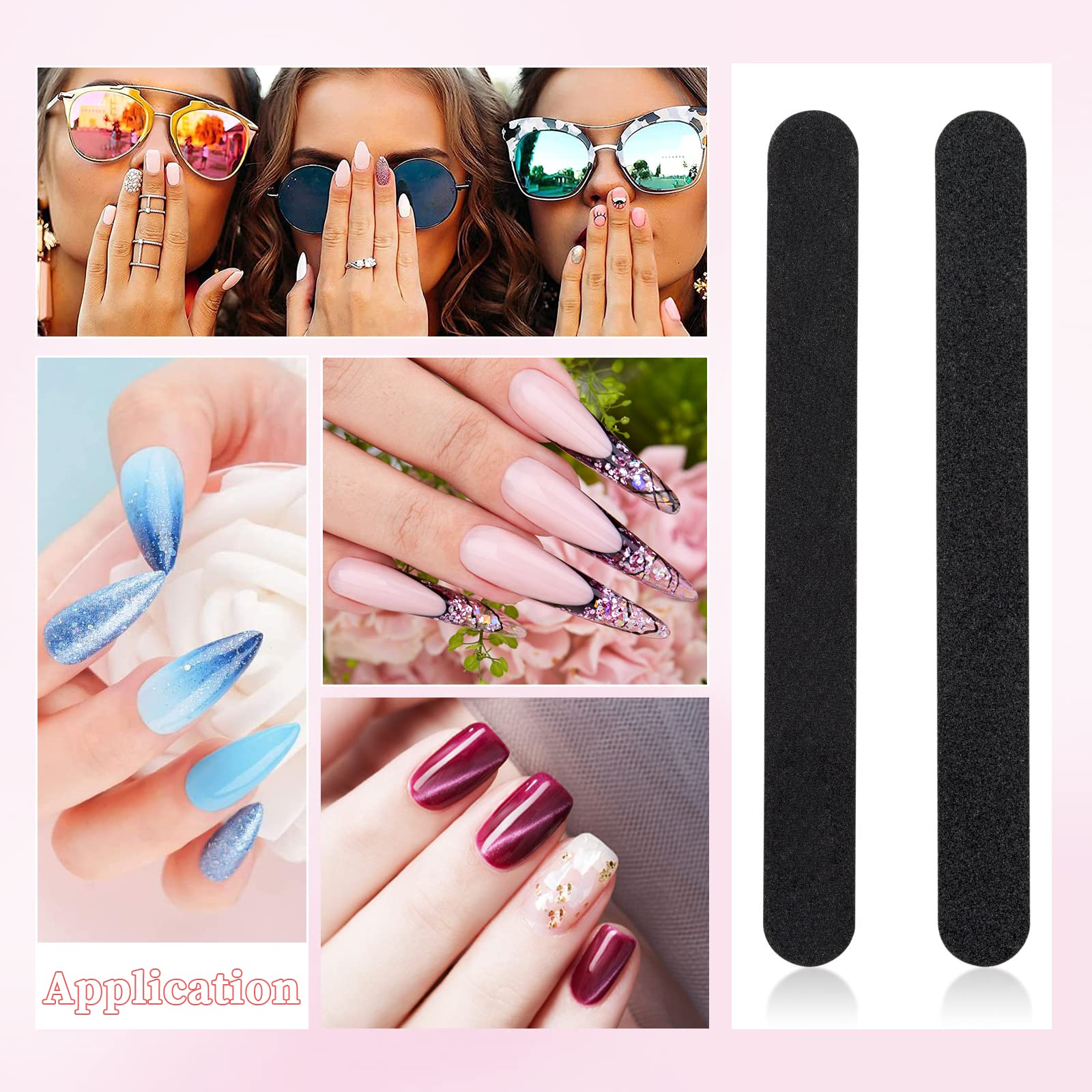 Sularpek Nail File, 12 PCS Emery Board, 100/180 Grit Double Sides Fingernail Files, Professional Emery Boards for Natural, Gel & Acrylic Nails(Black)