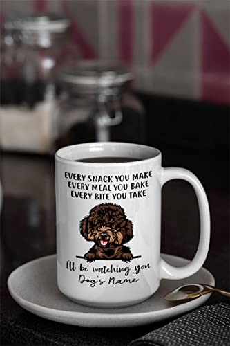 Personalized Miniature Poodle Coffee Mug, Every Snack You Make I'll Be Watching You, Customized Dog Mugs for Mom Dad, Gifts for Dog Lover, Mothers Day, Fathers Day, Birthday Presents