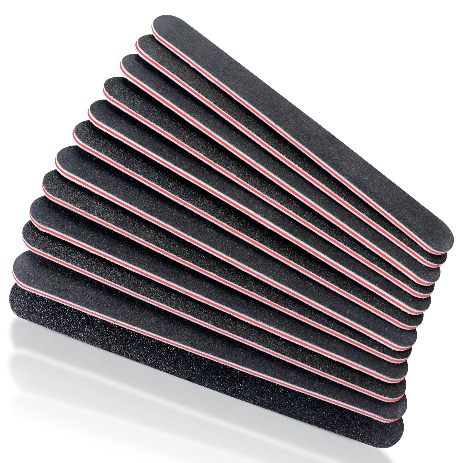 Sularpek Nail File, 12 PCS Emery Board, 100/180 Grit Double Sides Fingernail Files, Professional Emery Boards for Natural, Gel & Acrylic Nails(Black)