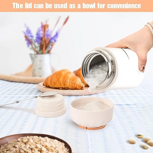 CUPADA Black Cat Hedgehogs Food Jar, Funny Kitten Cute Insulated Hot Food Jars Vacuum 17OZ with Folding Spoon for Work Trip Picnic Camping