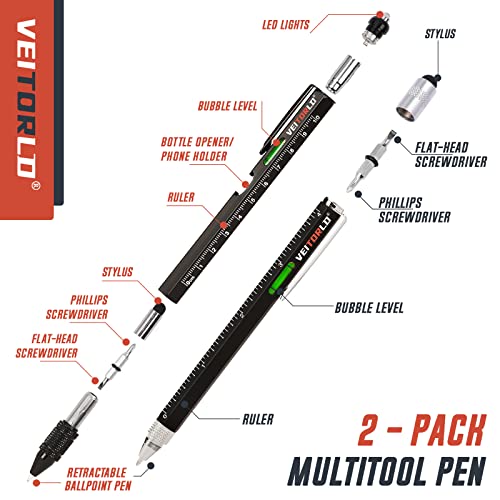 VEITORLD Gifts for Men Dad Husband from Daughter Wife, Valentine's Day, 10 in 1 Multi-tool 2pcs Pen Set, Unique Birthday Gift Ideas, Anniversary Cool Gadgets for Him Boyfriend