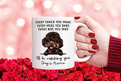 Personalized Miniature Poodle Coffee Mug, Every Snack You Make I'll Be Watching You, Customized Dog Mugs for Mom Dad, Gifts for Dog Lover, Mothers Day, Fathers Day, Birthday Presents
