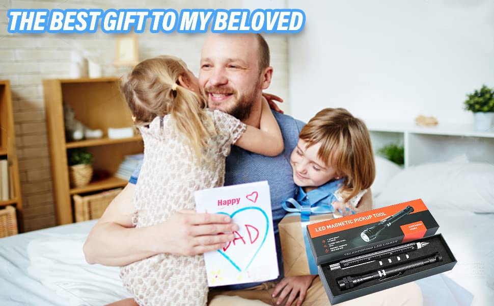 FLY2SKY Christmas Stocking Stuffer for Dad Cool Gadgets Christmas Dad Gift Men Husband LED Light Magnetic Pickup Tool + 6 in 1 Multitool Pen Stocking Stuffers Gifts for Men Who Has Everything