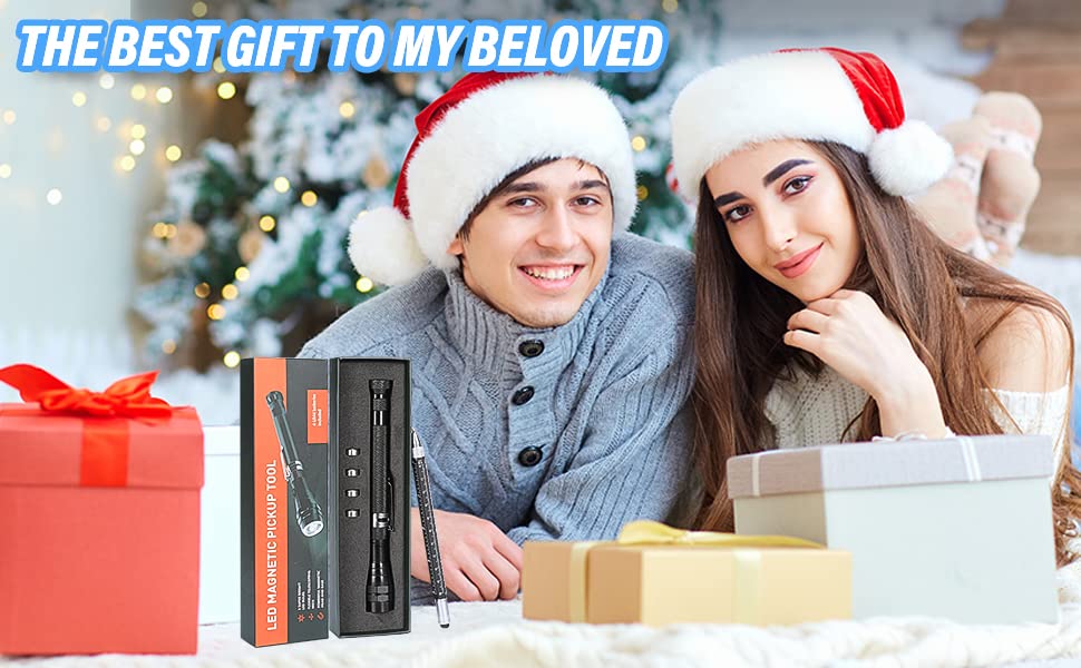 FLY2SKY Christmas Stocking Stuffer for Dad Cool Gadgets Christmas Dad Gift Men Husband LED Light Magnetic Pickup Tool + 6 in 1 Multitool Pen Stocking Stuffers Gifts for Men Who Has Everything