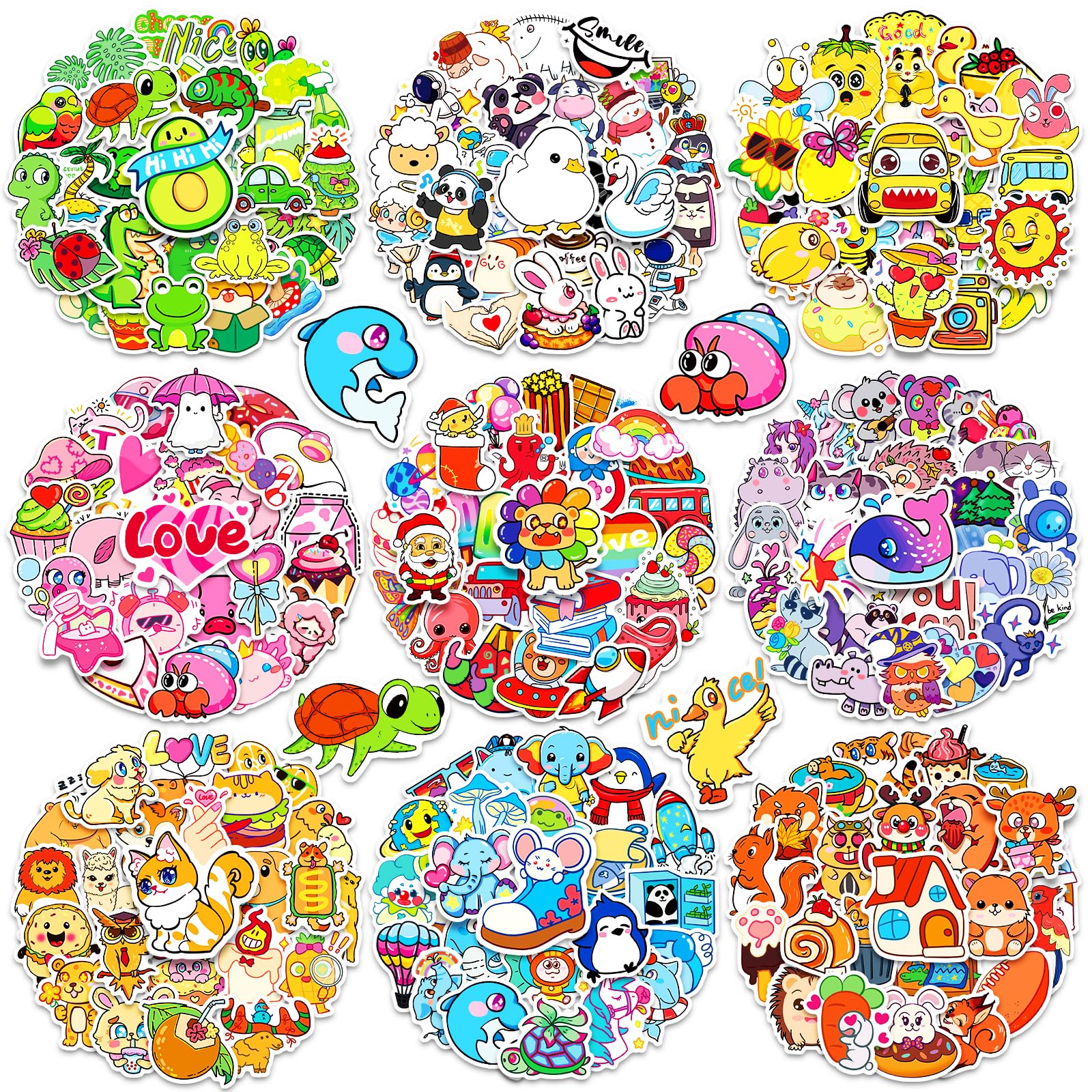 600Pcs Stickers for Kids, Water Bottle Stickers, Vinyl Waterproof Scrapbook Cute Bulk Stickers Pack for Laptop Skateboard Computer Guitar, Mixed Colorful Cool Stickers for Teens Kids Boys Girls