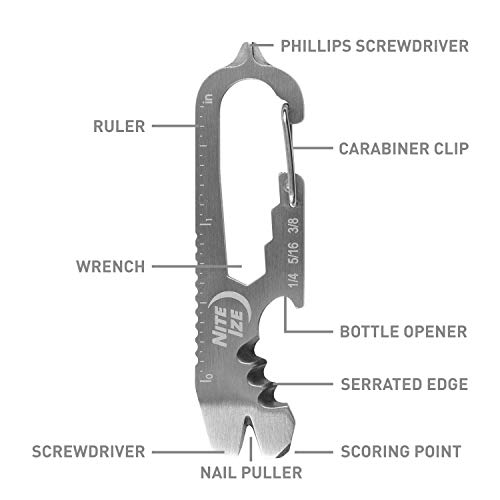 Nite Ize KMTSE-11-R3 DoohicKey Keychain Multi Tool, Stainless Steel