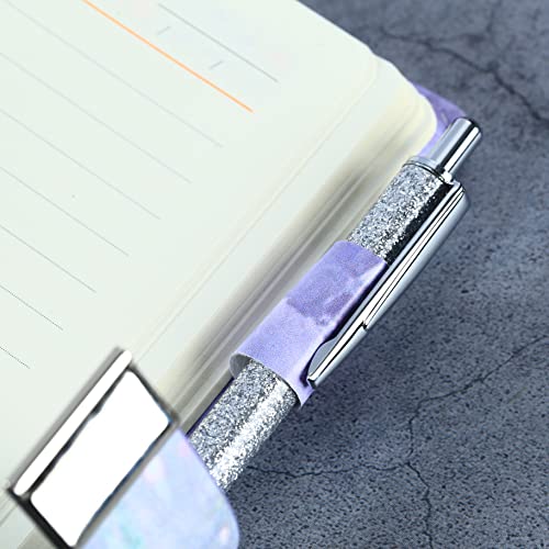 Diary with Lock for Girls and Women, Lock Diary for Teen Girls with Leather Cover and Pen holder, Size A5 Password Notebook with Combination Lock, Sparkly Silver Writing Pen included (Purple 2)