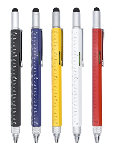 Gullor 5 PCS 6 in 1 Multitool Pens, Gifts for Dad Cool Gadgets for Men Gifts, Fathers Day Mens Gifts Stocking Stuffers for Men, Office Gifts for Coworkers, Gifts for Men or Women, Multicolor