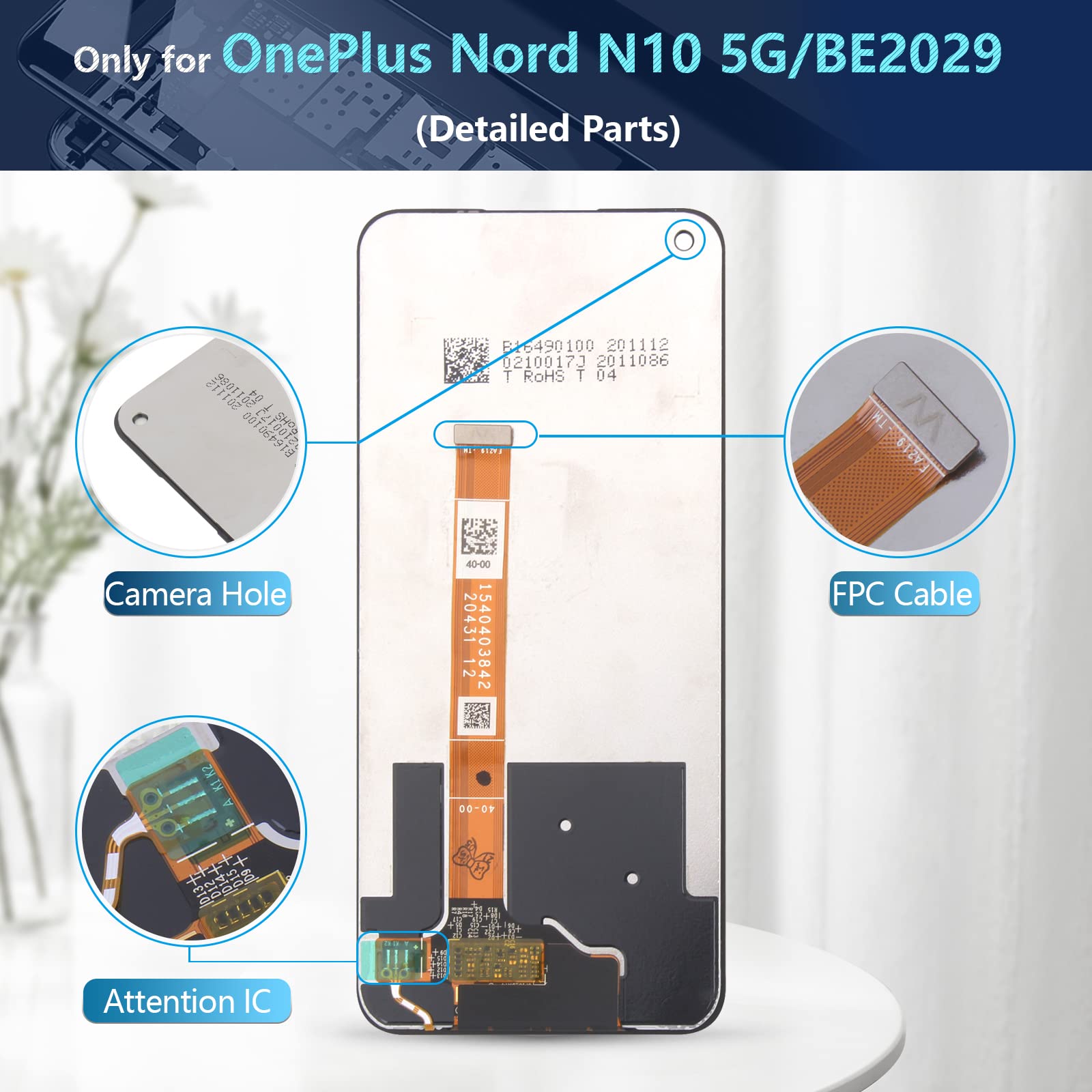 YWLRONG LCD for OnePlus Nord N10 5G LCD Screen Replacement Touch Display Digitizer Assembly with Tools for Nord N10 5G BE2029