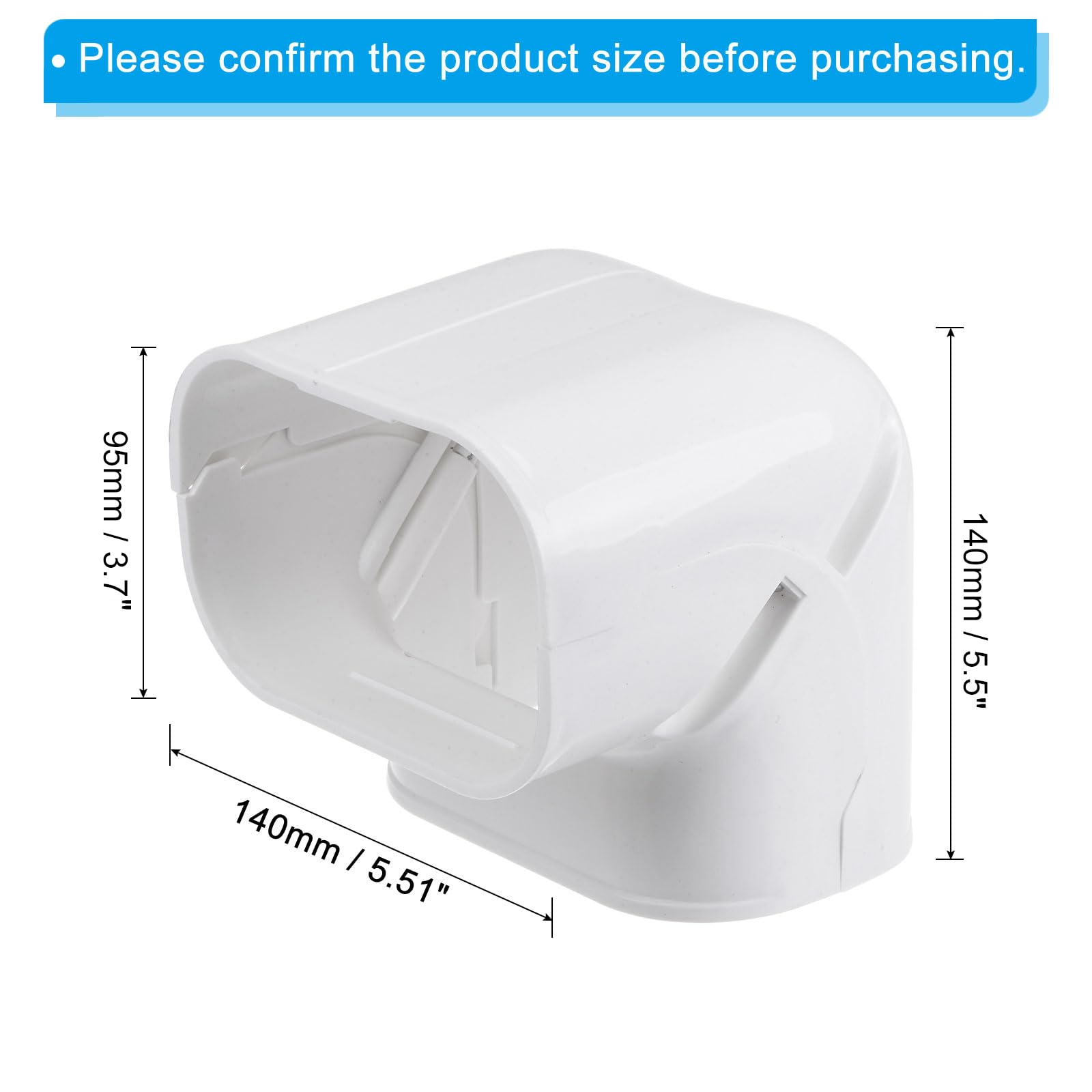 PATIKIL 5" PVC Decorative Line Cover, 90°Elbow Tubing Parts Accessories for Air Conditioner Central AC Heat Pump, White