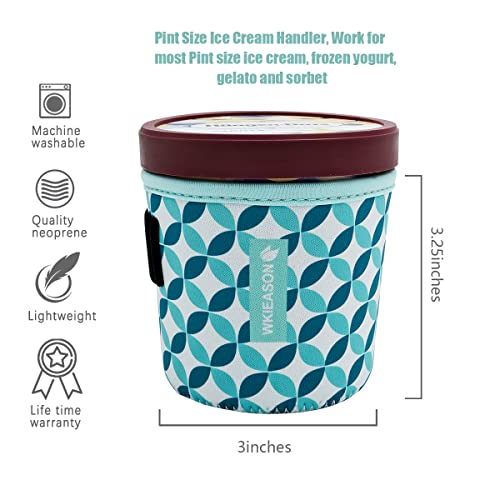 WK IEASON Ice Cream Sleeve Pin Neoprene Cooler Coozie Sleeve Insulators Cream Sleeves Neoprene Cover Holder with Spoon Holder (Floral patterns)