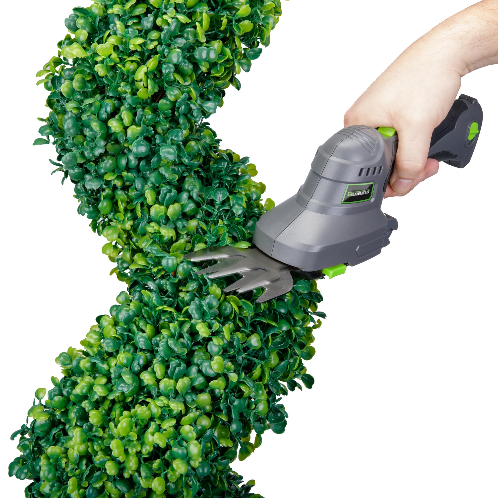 Genesis Cordless Grass Shear & Shrubbery Trimmer - 2 in 1 Handheld Hedge Trimmer 8V 2000mAh Electric Grass Trimmer Hedge Shears/Grass Cutter, Rechargeable Battery, and Charger (GLGT08B)