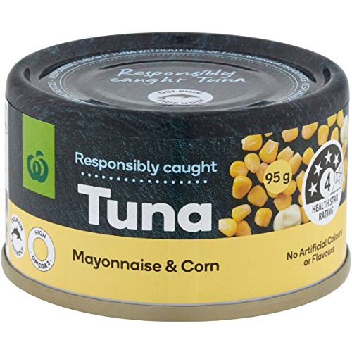 Woolworths Tuna Mayonnaise And Corn 95G - Responsibly caught tuna without use of fish aggregating devices. No artificial colours, flavours or preservatives.