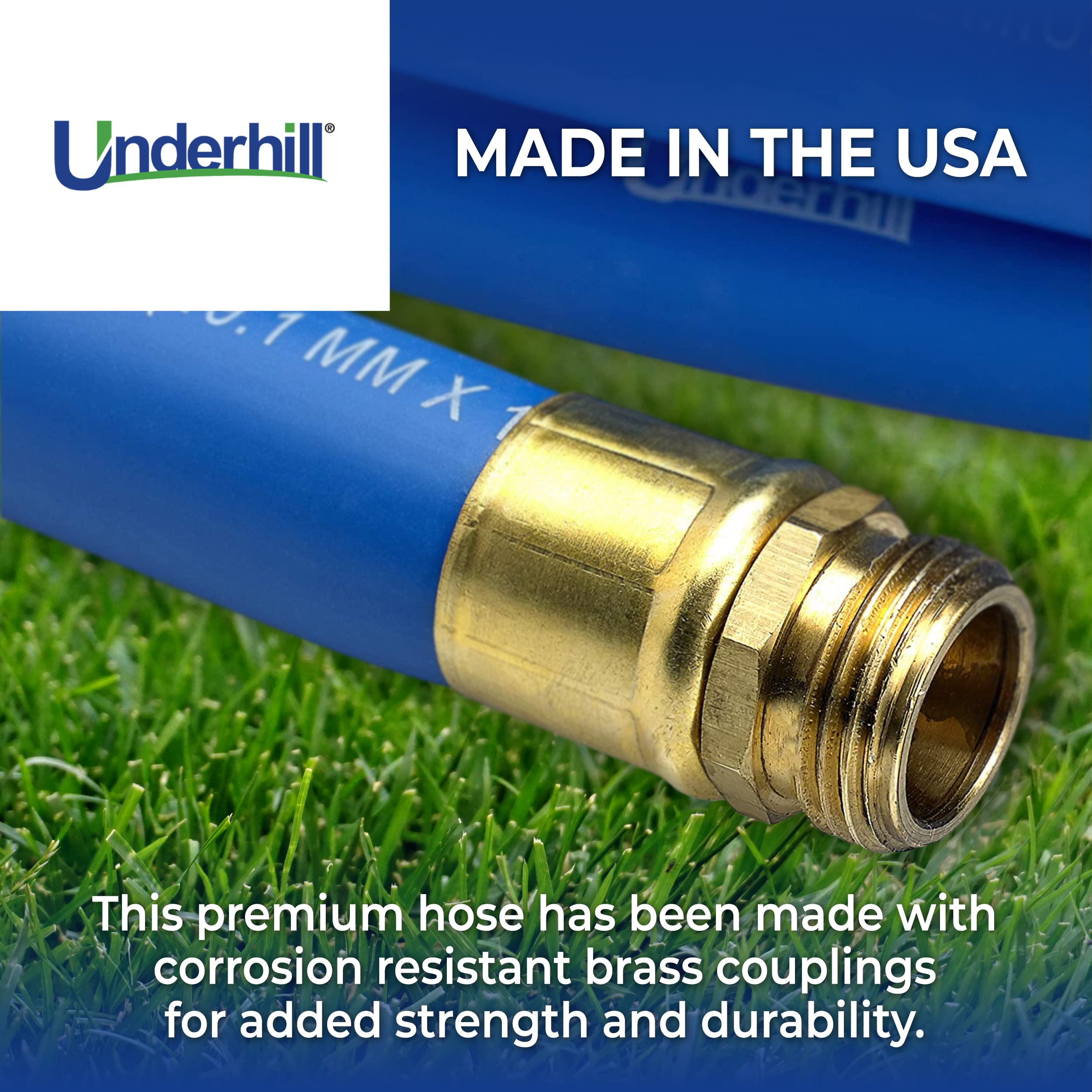 Underhill ShortyPro UltraMax Commercial Garden Water Hose, Lightweight, Heavy-Duty, Flexible, Anti-Kink, 1200 psi, H10-S10, 1 Inch x 10 ft, Blue
