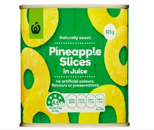 Woolworths Pineapple Slices In Juice 425G - Naturally Sweet. No Artificial Colours, Flavours or Preservatives