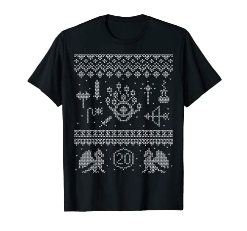 Dungeon Ugly Christmas Sweater Dragon D20 Dice Table Gamer T-Shirt
