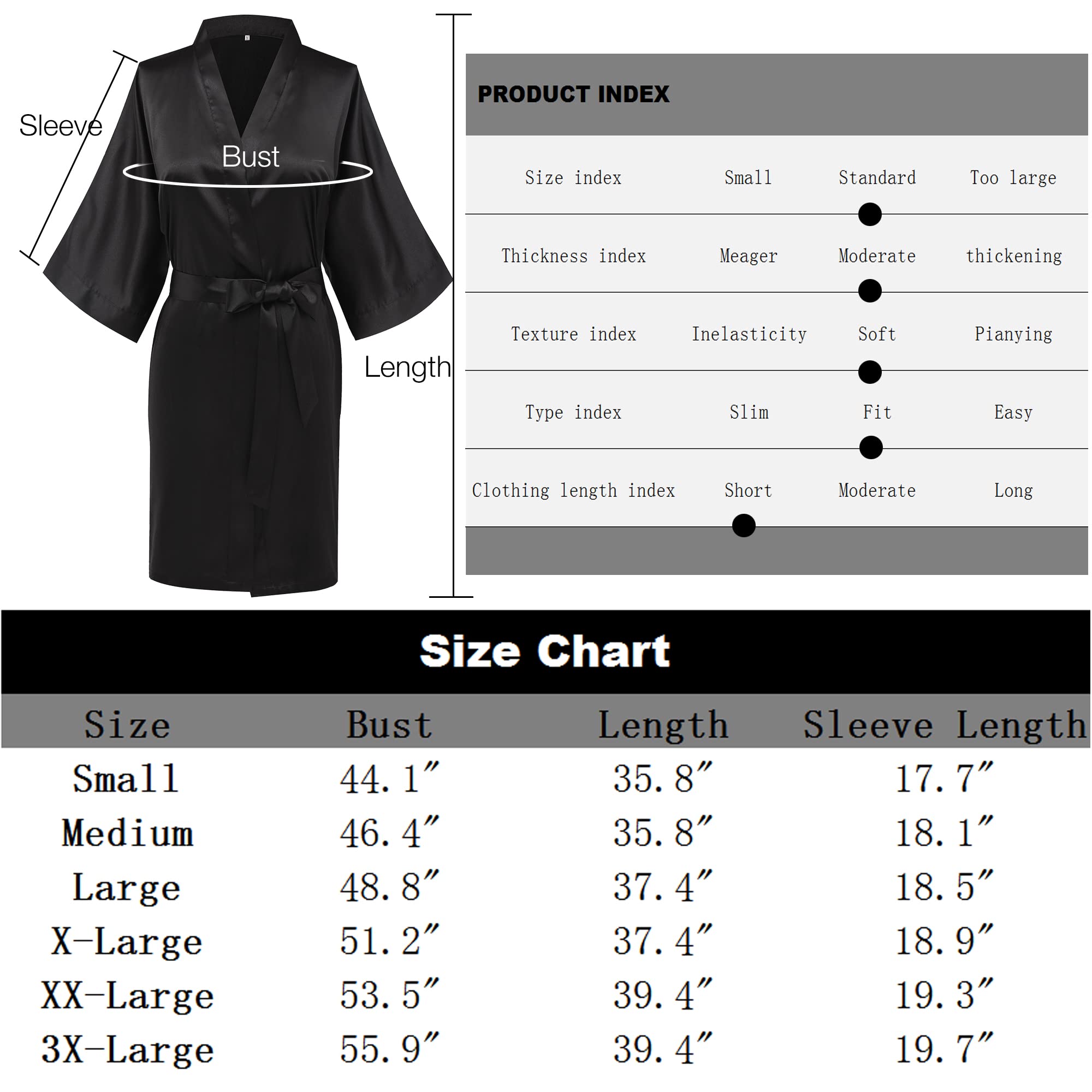 The Bund Women's Pure Colour Short Kimono Robes with Oblique V-Neck, XX-Large, Black