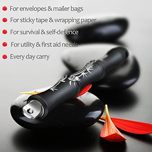 GOOD WORKER Japanese Utility Knife - Letter Opener - Envelope Opener - Mail Opener - Small Black Fixed Blade Knife for Men Women - Kubaton - Secret Santa Gift 130129