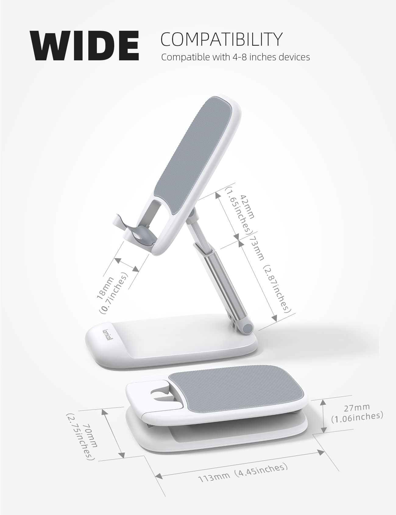 Lamicall Stand Phone Accessories, Desk - White Office Cell Holder, Desktop, Office Desk Accessories, for iPhone 16 15 14 13 12, Decor, Phone