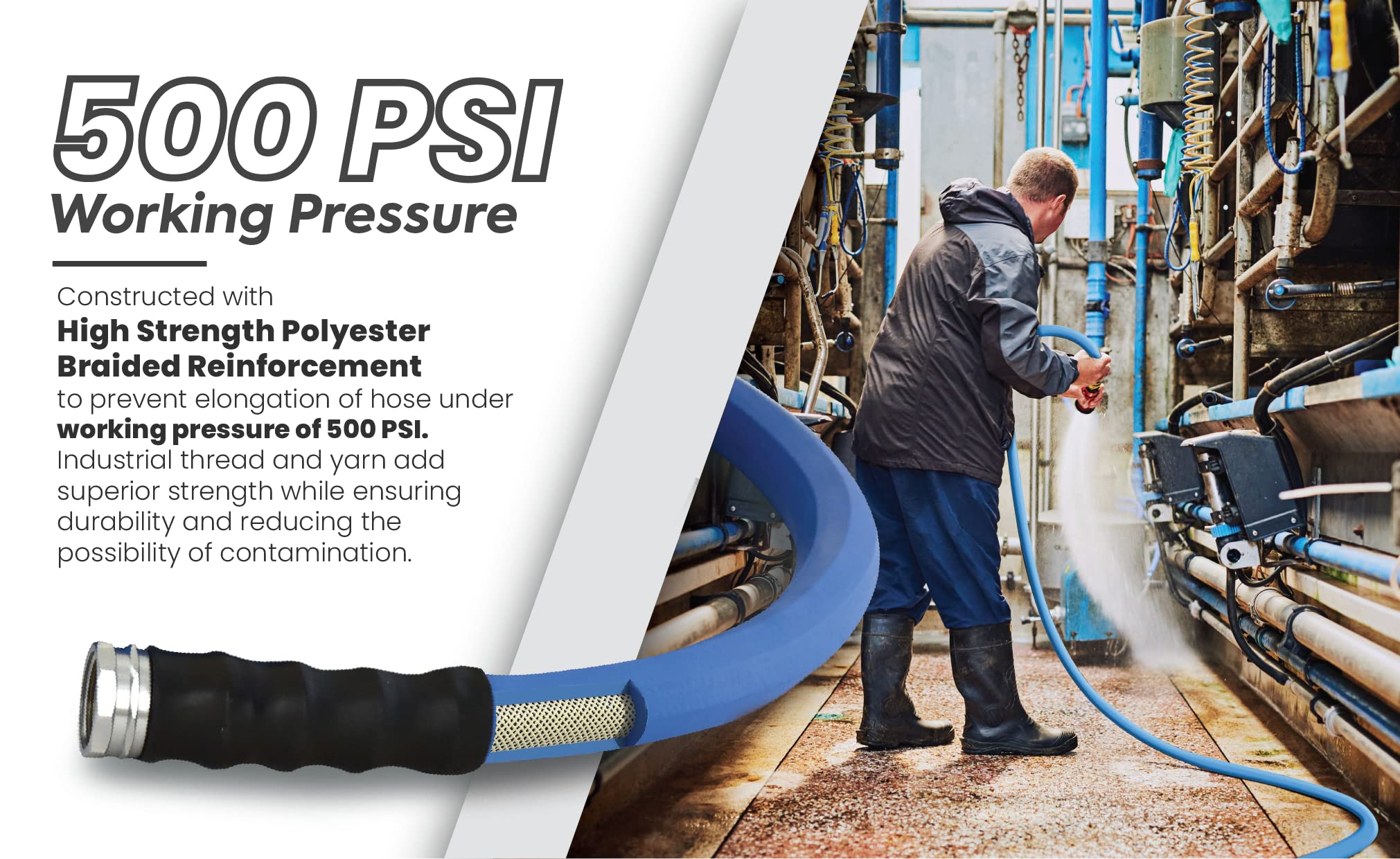 AG-LITE BSALONE25 1" x 25' Hot/Cold Water Rubber Garden Hose, 100% Rubber, Ultra-Light, Super Strong, 500 PSI, 50F to 190F Degrees, High Strength Polyester Braided, 2x Water Flow