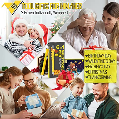 Tool Gifts for Men and Women-2 Pack Multitool Pen Construction Tools, Pen Tool Gadget for Men Women,Gifts Ideas for Engineer Woodworkers Carpenter and 20 in 1 Multi Tool Cool Gadgets for Men